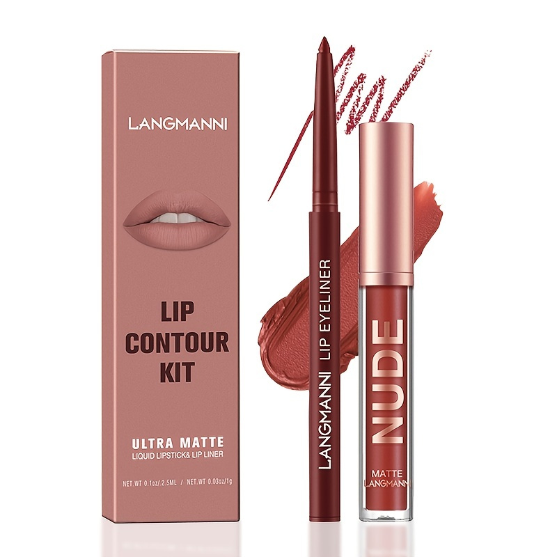 Nude Lipsticks And Lip Liner Set Matte Finish Long Lasting
