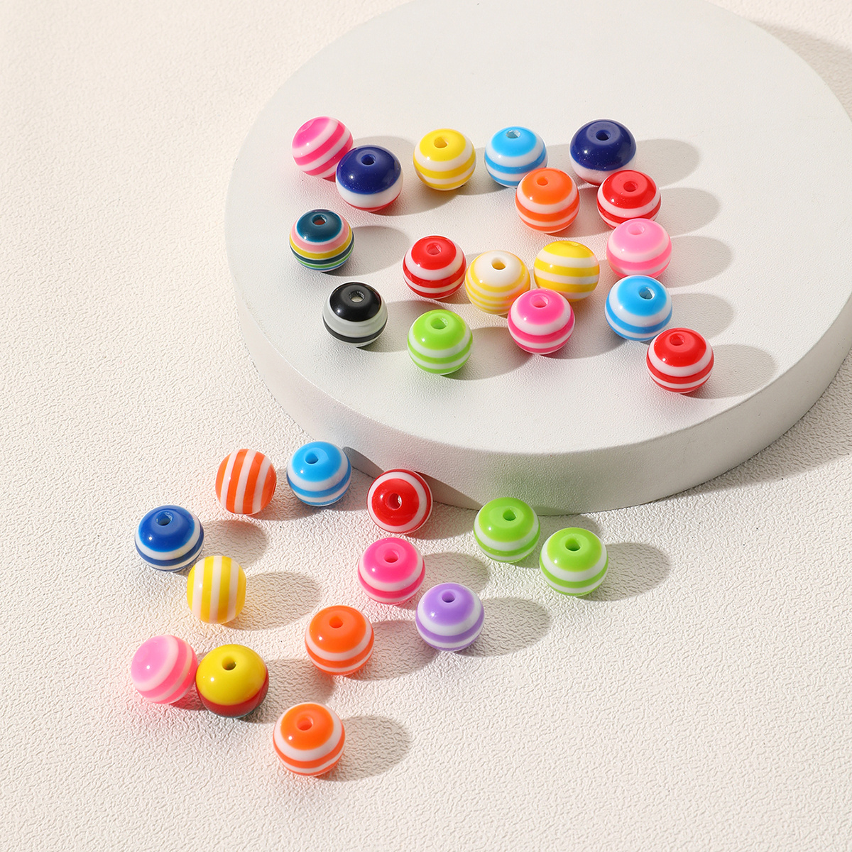 Resin Colored Striped Straight Hole Ball Children's Diy - Temu Australia
