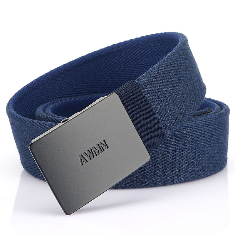 1pc Buckle Double Sided Thickened Canvas Mens Belt Leather Belt Black ...