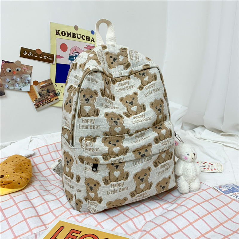 Student Fashion Cute Canvas Adjustable Backpack Bear - Temu