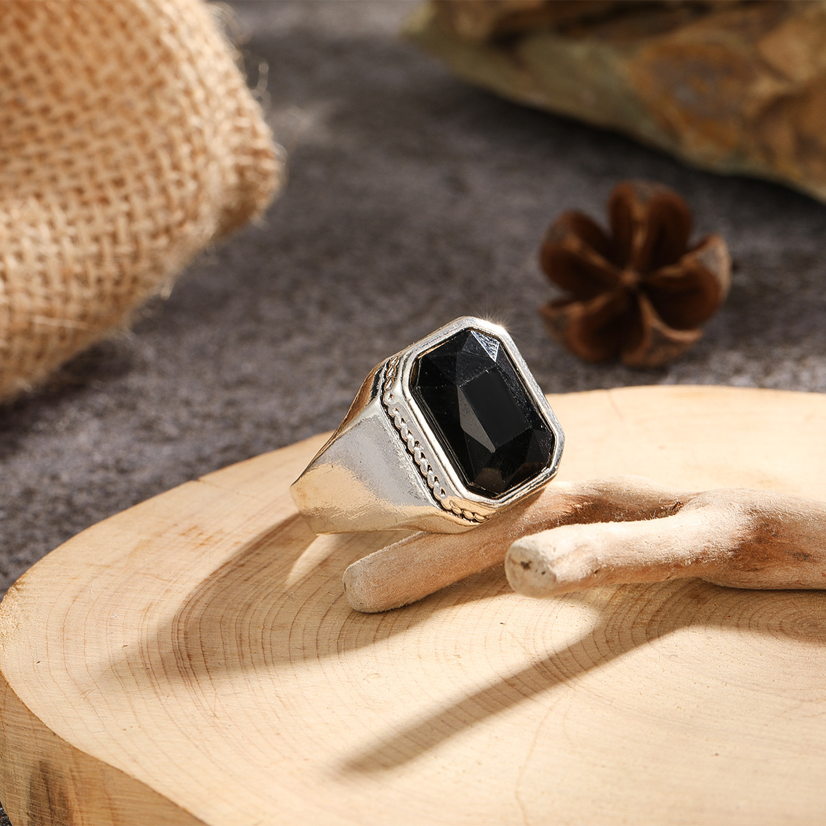 Square Black Zircon Men's Ring Jewelry - Temu United Kingdom