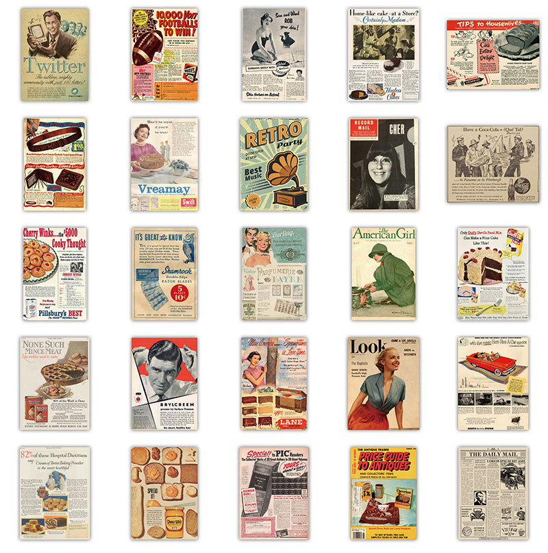 Classic Retro Posters Doodle Waterproof Stickers Diy - Temu