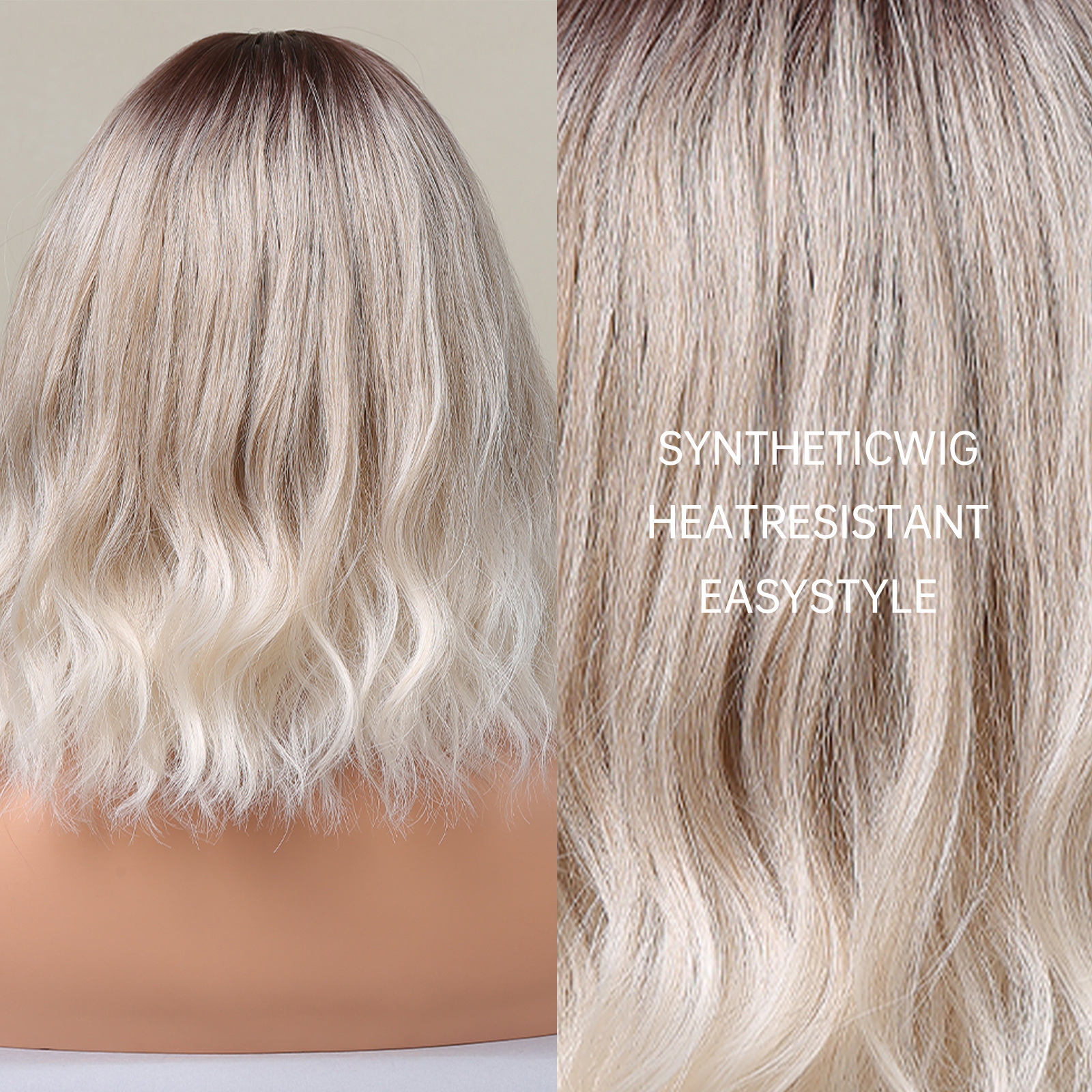 Brown Ombre Blonde Wig Bangs Women Girls Bob Hair Wigs Short - Temu New ...