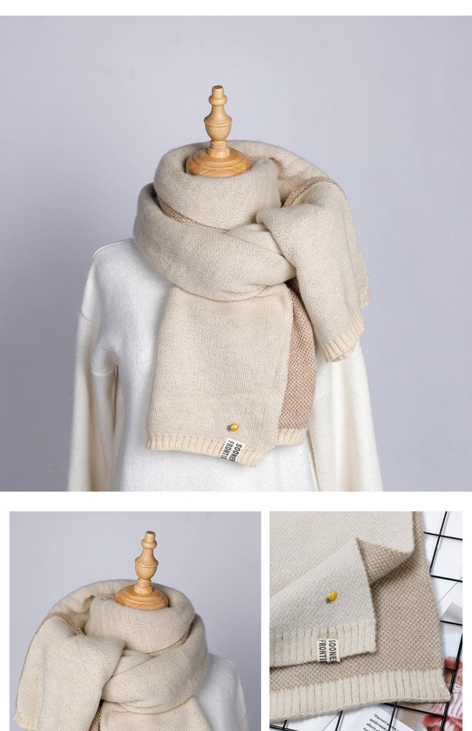 1pc Autumn And Winter Mens Scarf Student Knitted Wool Thickened Warm ...