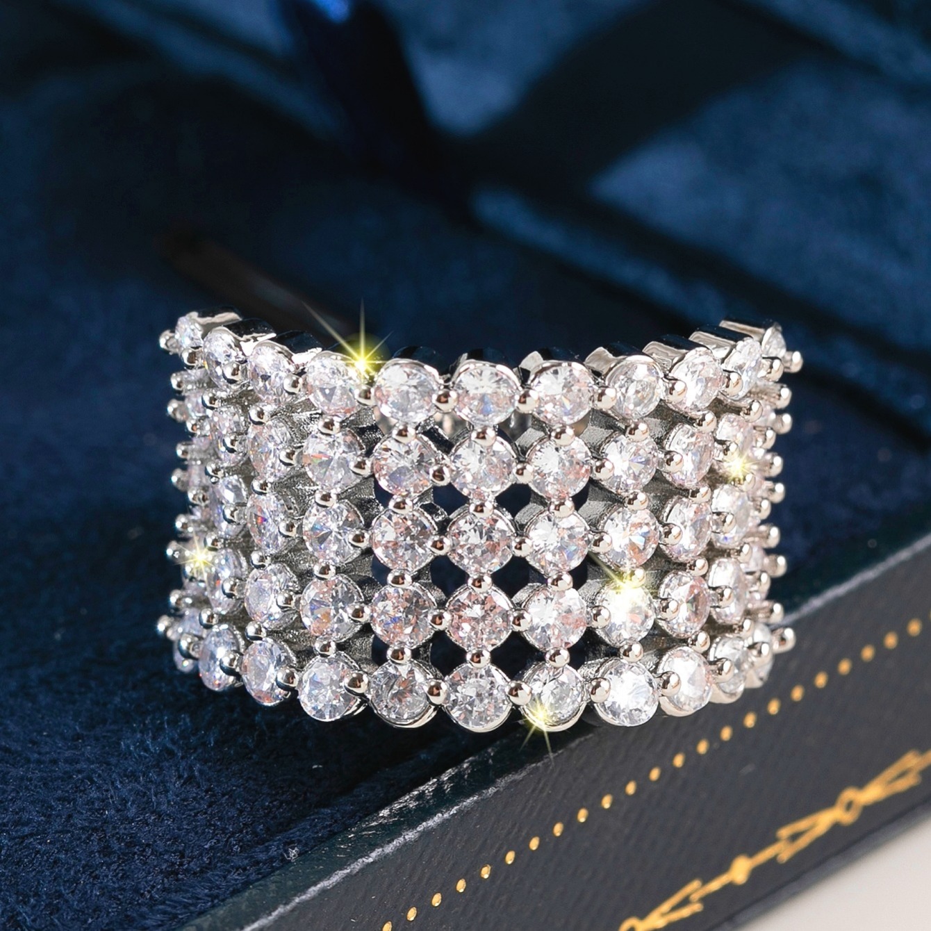 Multi Row Zircon Stack Ring Luxury Bridal Body Jewelry Accessories For ...