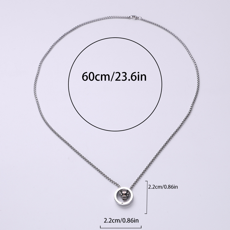 Double Circle Ring Pendant Necklace Clavicle Chain Men - Temu Australia