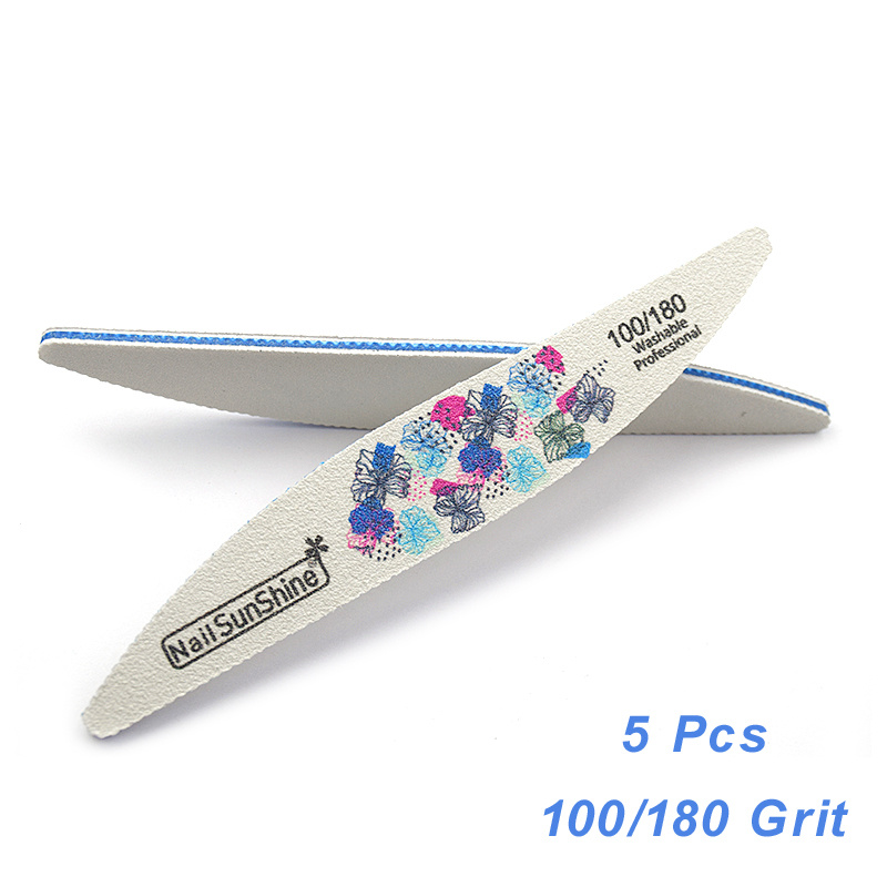 5 Pcs Washable Nail Files 80 150 180 240 Grit Nail Files Manicure ...