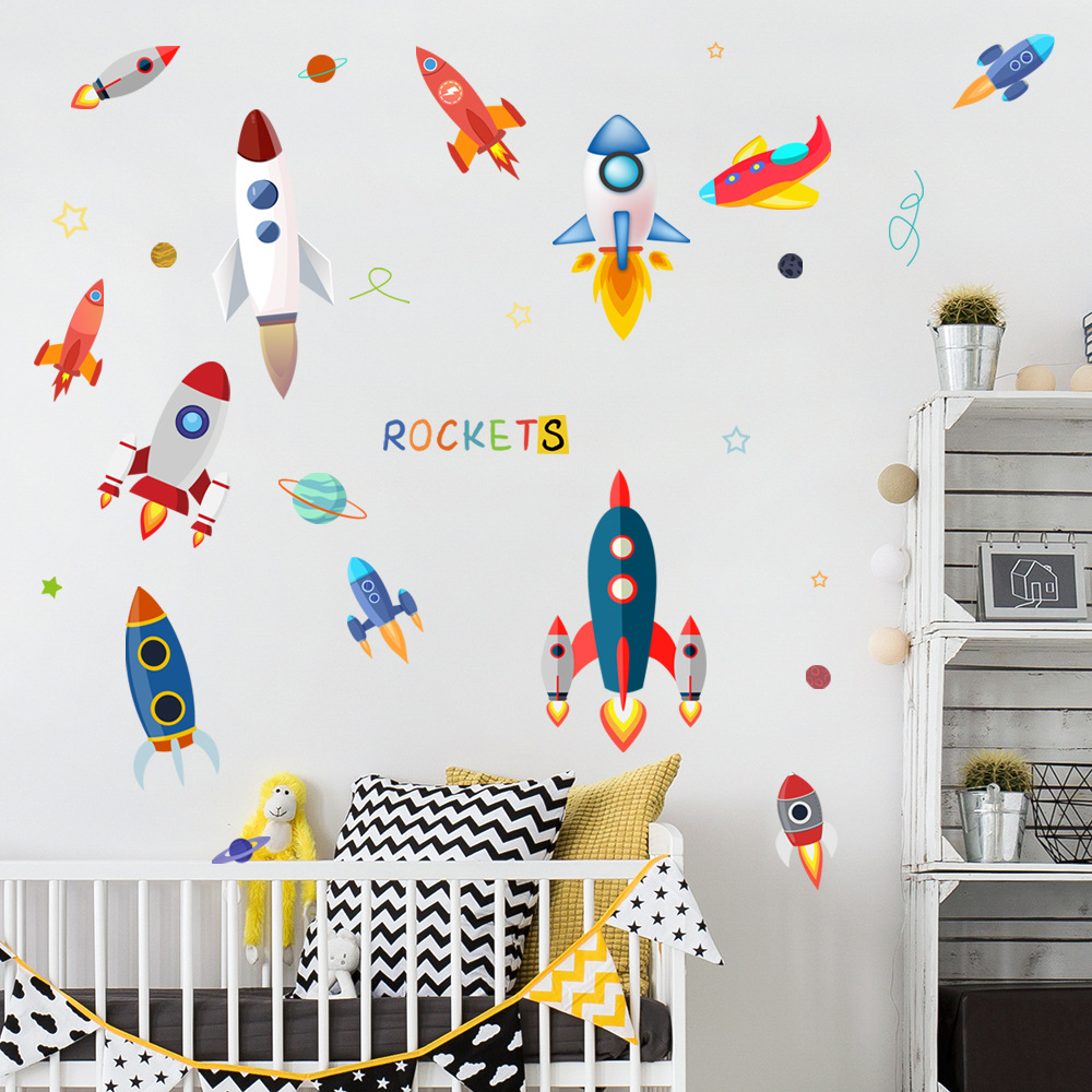 1 Set Universe Series Wall Stickers Cartoon Rocket Airplane - Temu ...
