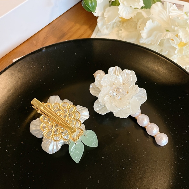 white vintage flower duckbill hair clips barrettes - Temu Norway