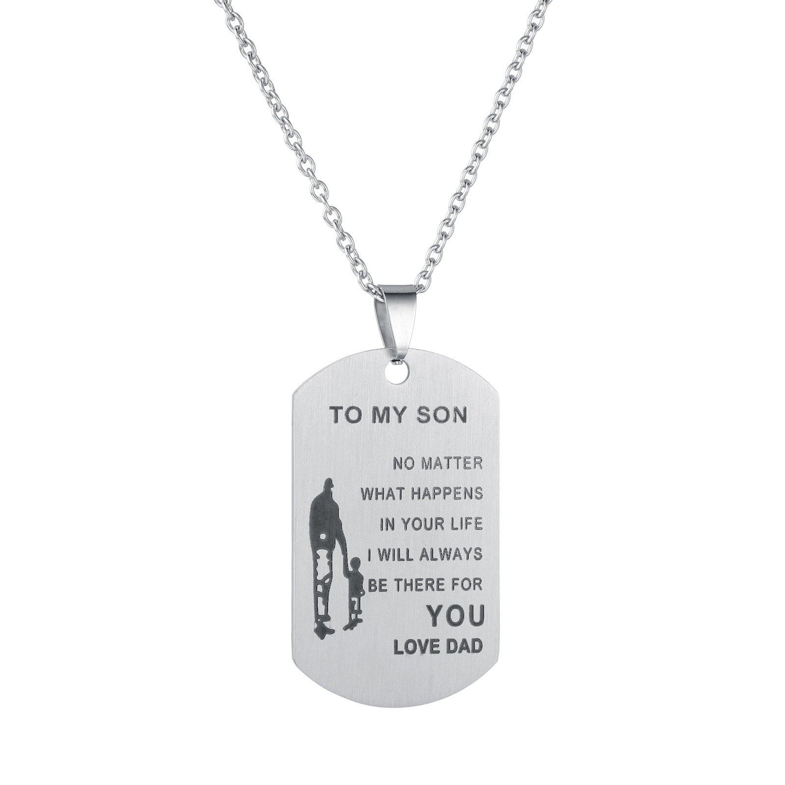 To My Daughter Son Dog Tag Stainless Steel Necklace Never Forget I Love ...