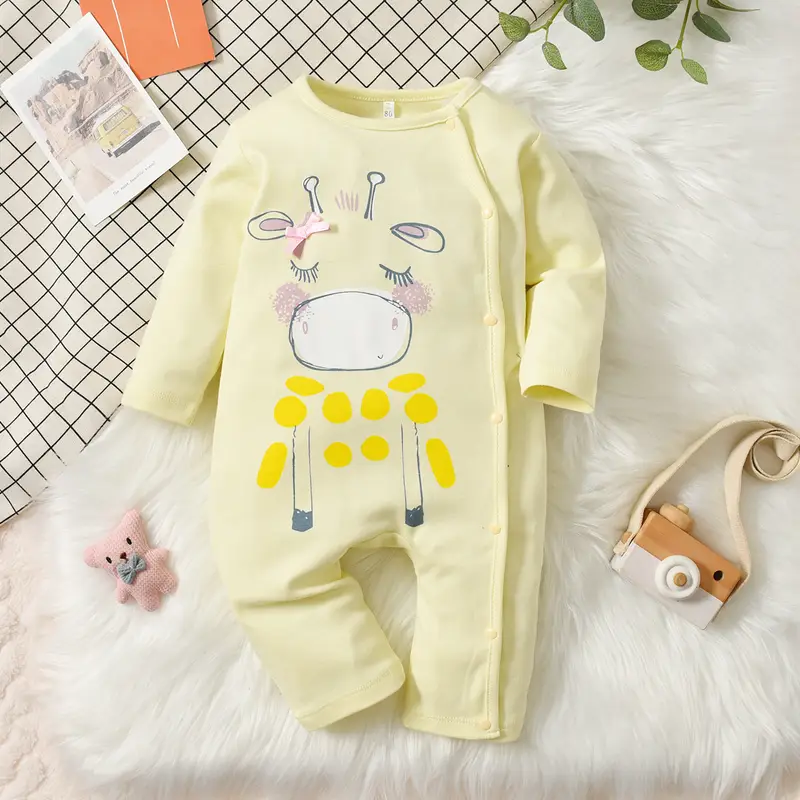 Newborn Infant Yellow Deer Print Romper Long Sleeve Crew Neck Jumpsuit ... Newborn Infant Yellow Deer Print Romper Long Sleeve Crew Neck Jumpsuit ...