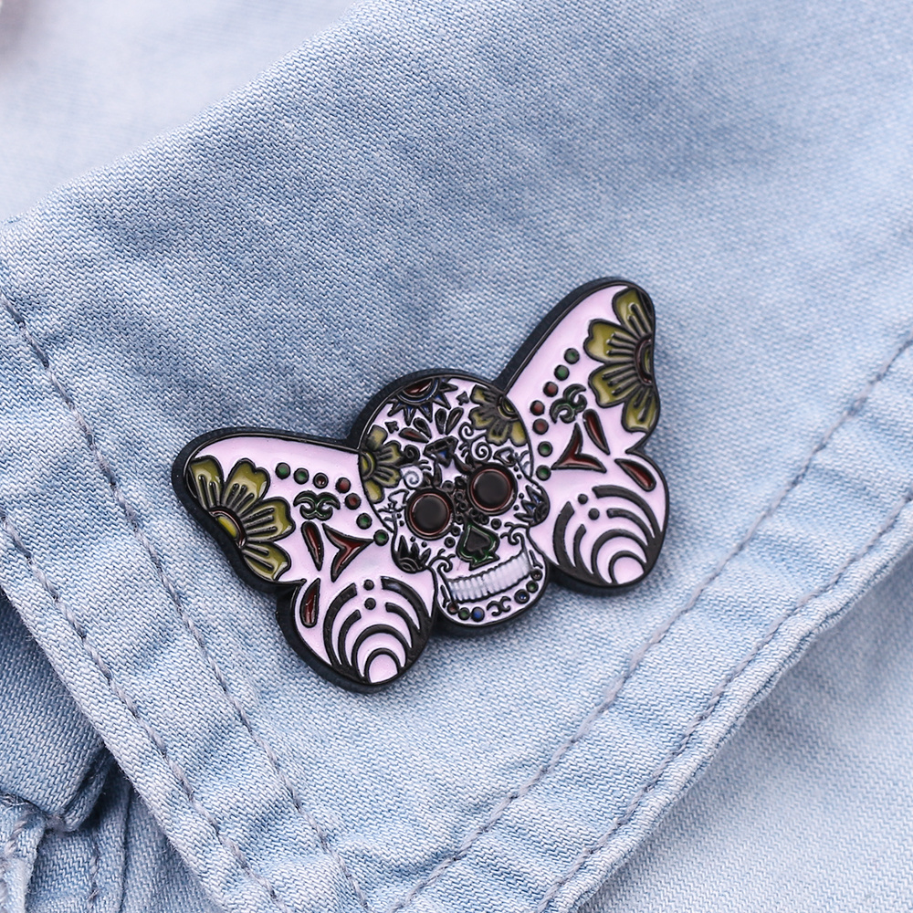 Halloween Butterfly Skull Enamel Pin Unique Metal Brooch - Temu New Zealand