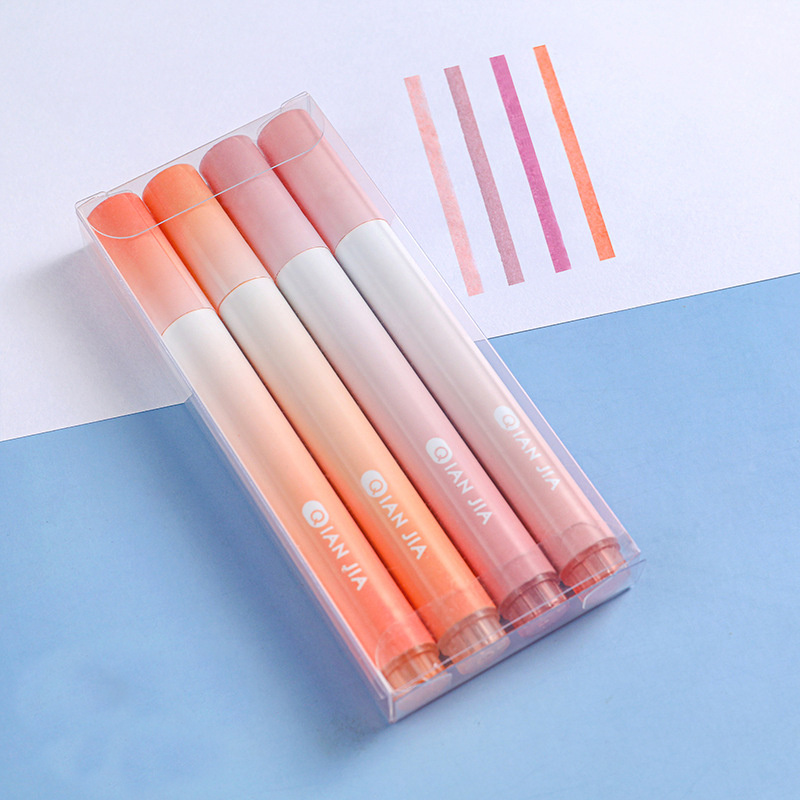 4pcs 그라디언트 색상 형광펜 편지지 주요 포인트를 표시하기위한 컬러 마킹 펜 눈 보호 대용량 형광 펜 Temu