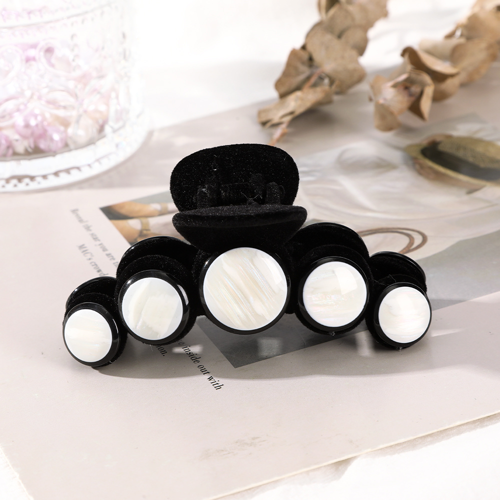 1pc Flocking Hair Claw Fashion Pearl Heart Ponytail Hair Pin Claw Crabs ...