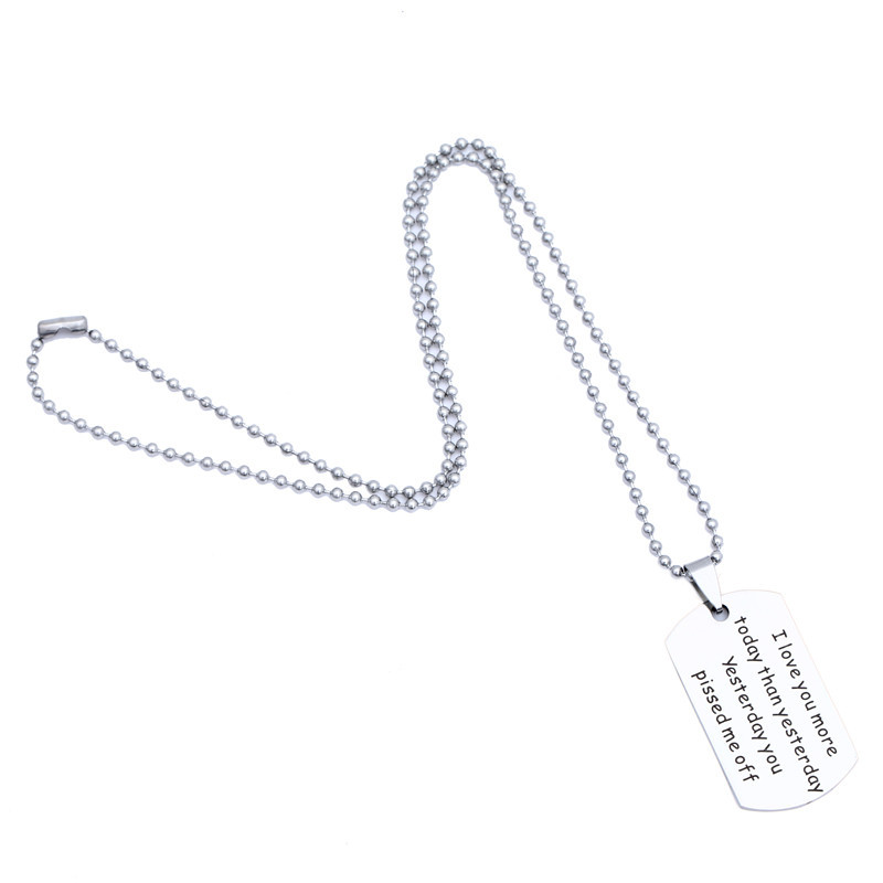 Stainless Steel Letter Engraved Dog Tag Pendant Necklace - Temu