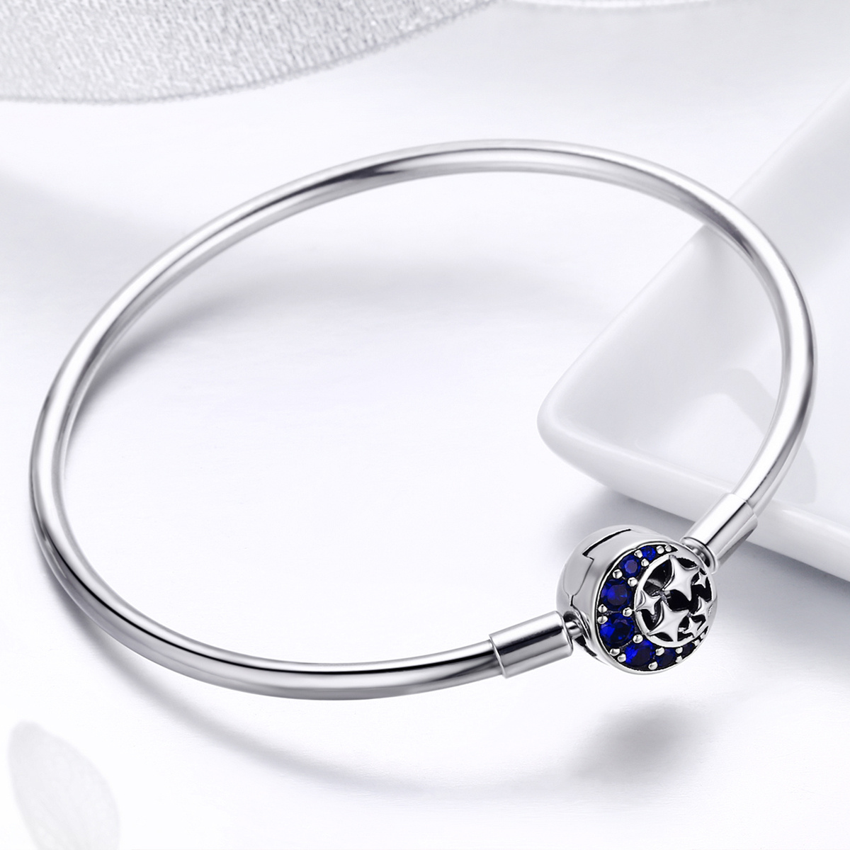 925 Bangle Bracelet Star Pattern In Round Cut Blue - Temu Canada
