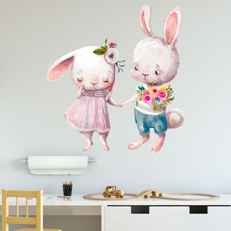 Cartoon Elephant Rabbit Balloon Wall Sticker Cute Living - Temu New Zealand