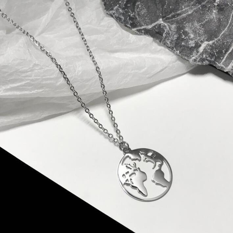 Funky Hollow Out World Map Round Pendant Necklace For Men - Jewelry ...