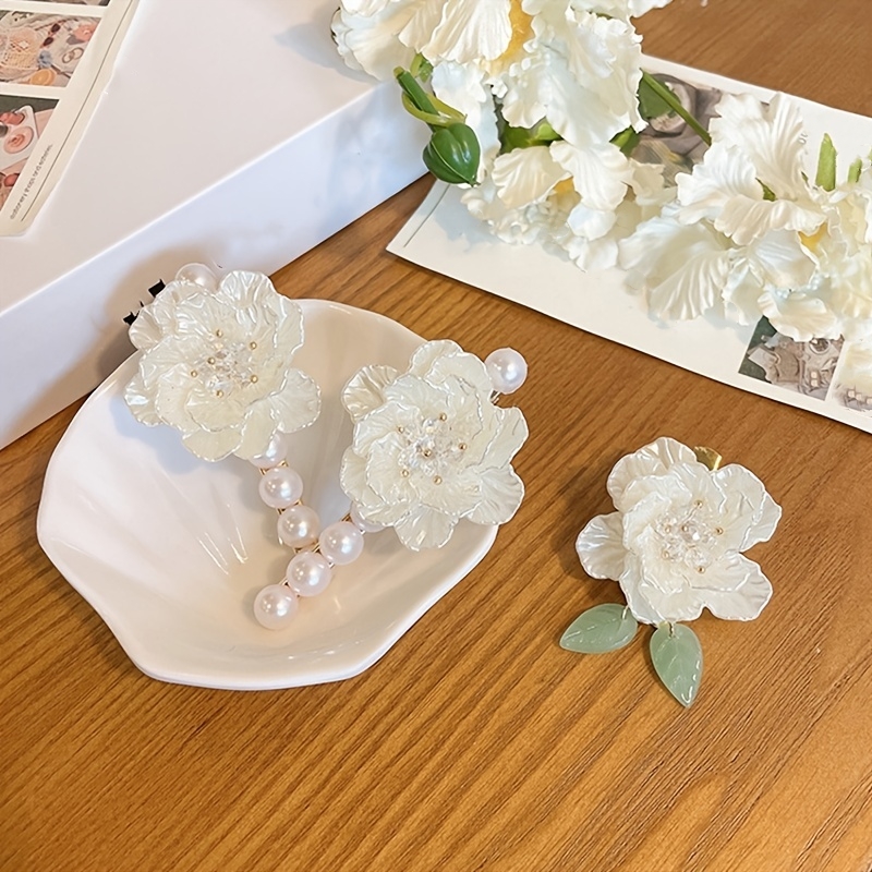 white vintage flower duckbill hair clips barrettes - Temu Norway