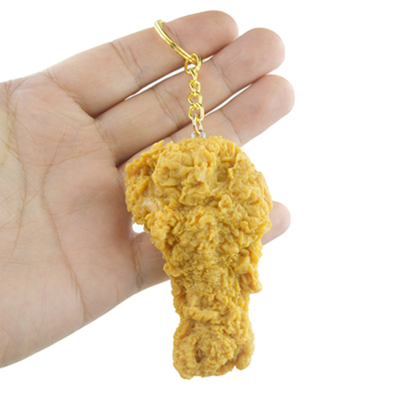 Simulation Fried Chicken Legs Key Chain Ring Pendant Rope Gourmet Model Fun Fried Chicken Wings