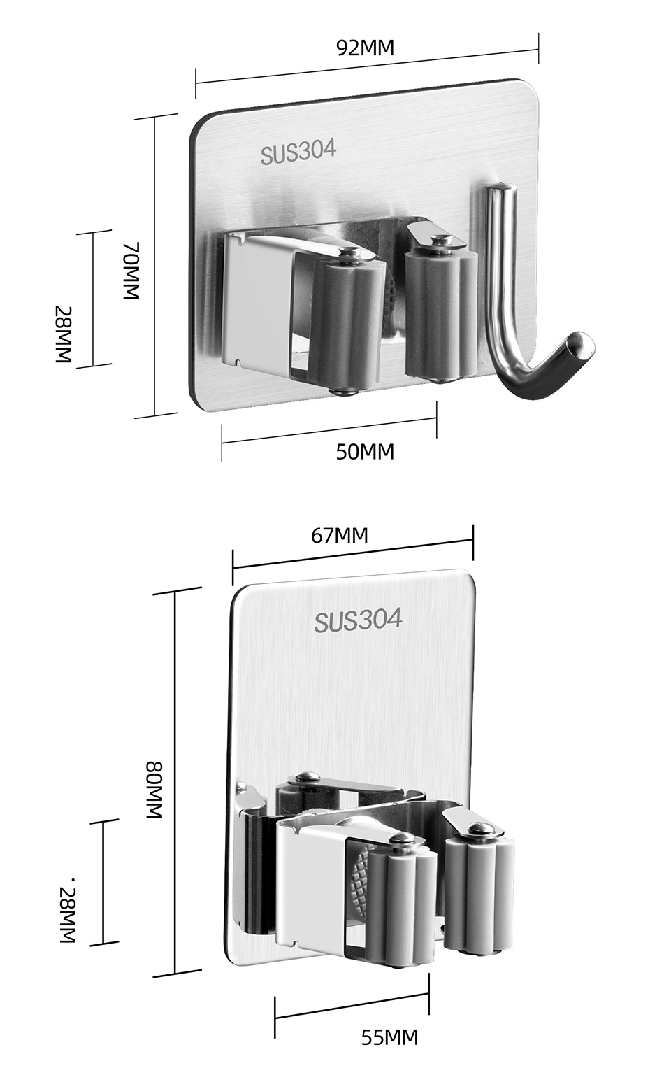 stainless steel mop hook strong hook punch free - Temu Australia