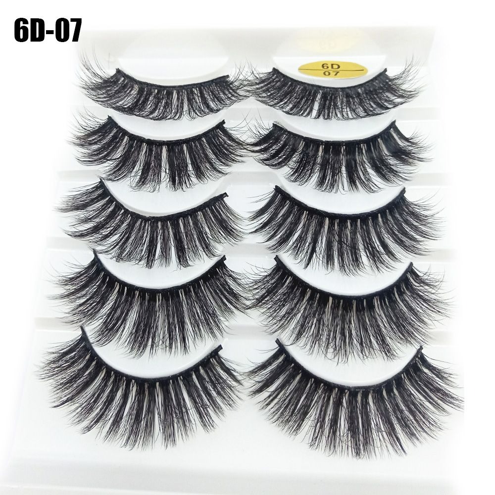 5 Pairs 6d Faux Mink Hair False Eyelashes Natural Long Wispies Lashes ...