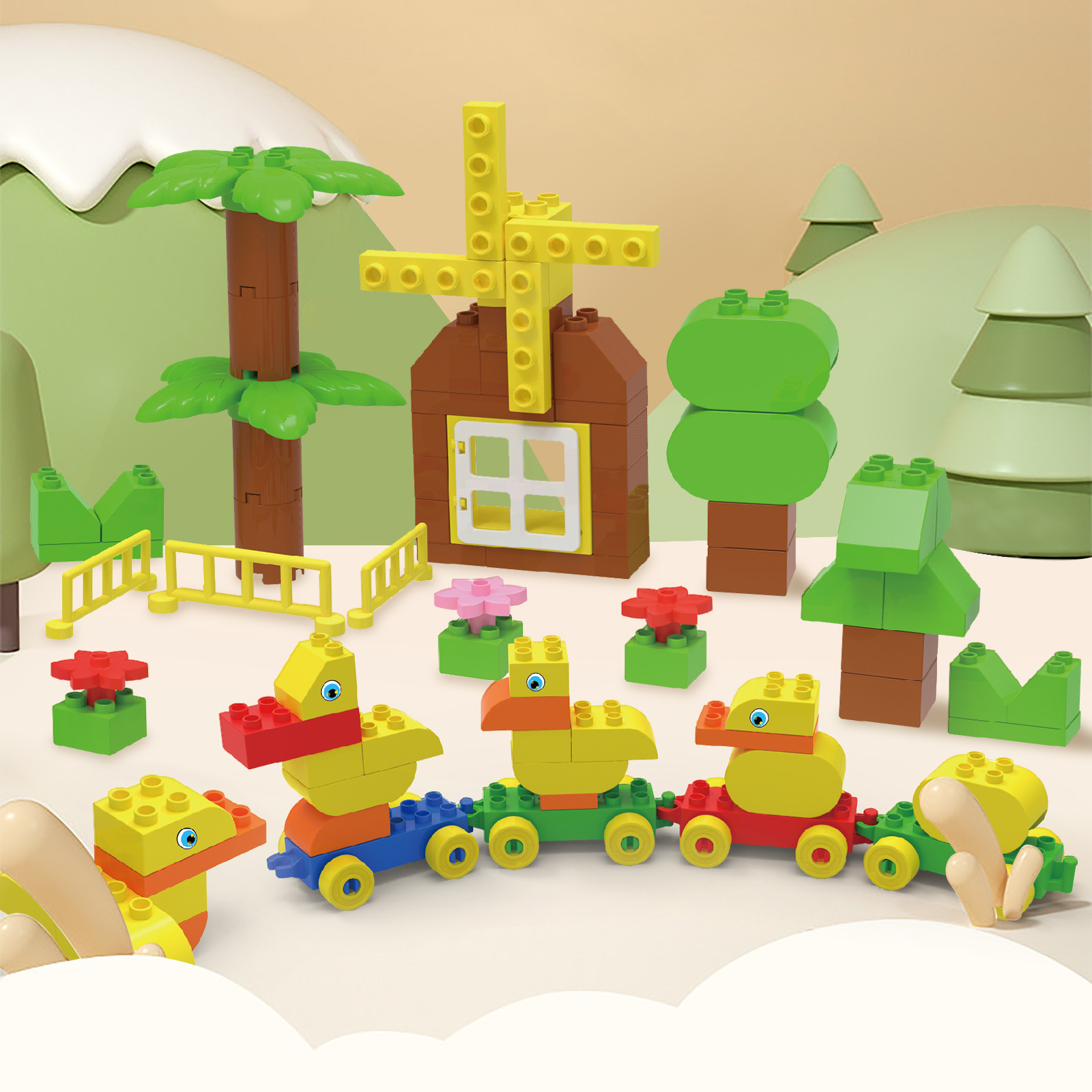 Duck Farm Children's Assembled Building Blocks Children's Christmas ...