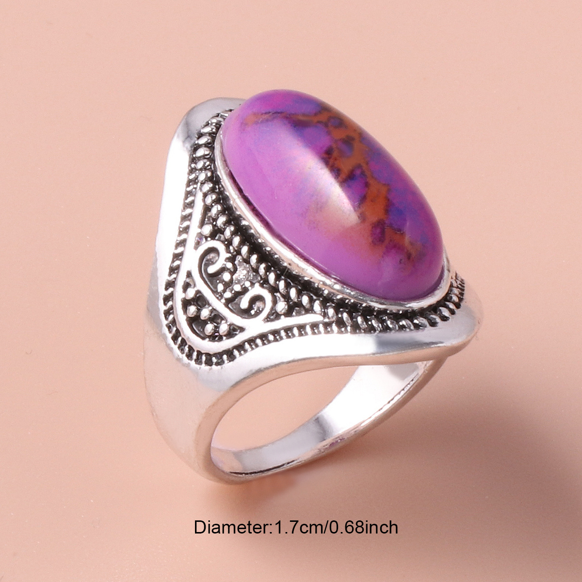 Vintage Hollow Large Purple Synthetic Gemstone Finger Ring - Temu ...