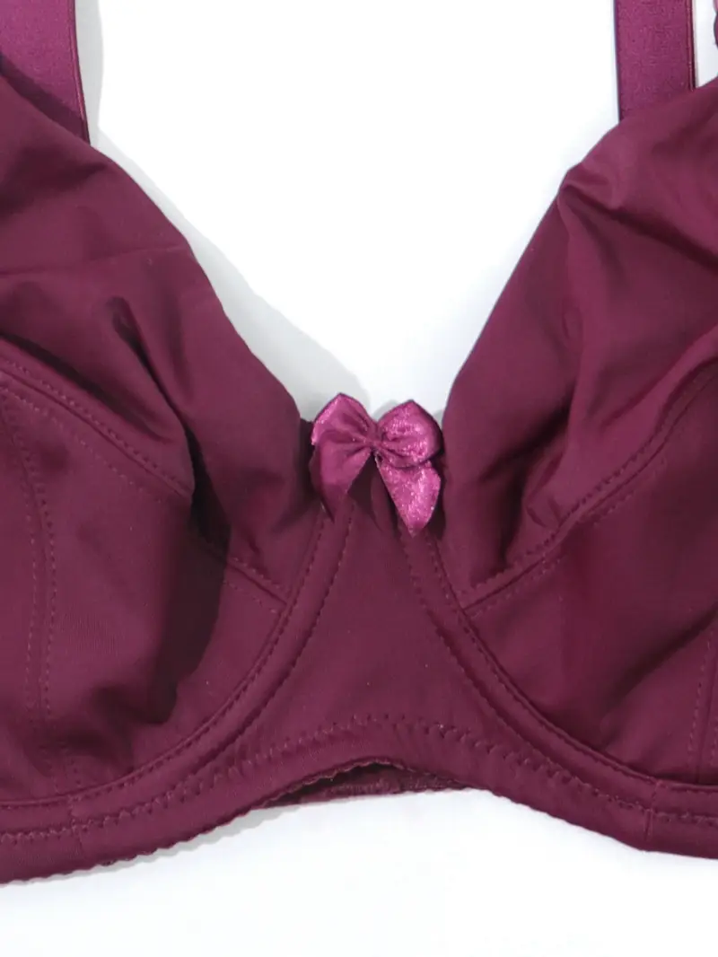 Plus Size Bow Front Solid No Padded Bra Womens Plus Full Temu
