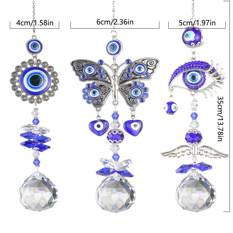 Crystal Sun Catchers Blue Butterfly Evil Eye Suncatcher - Temu