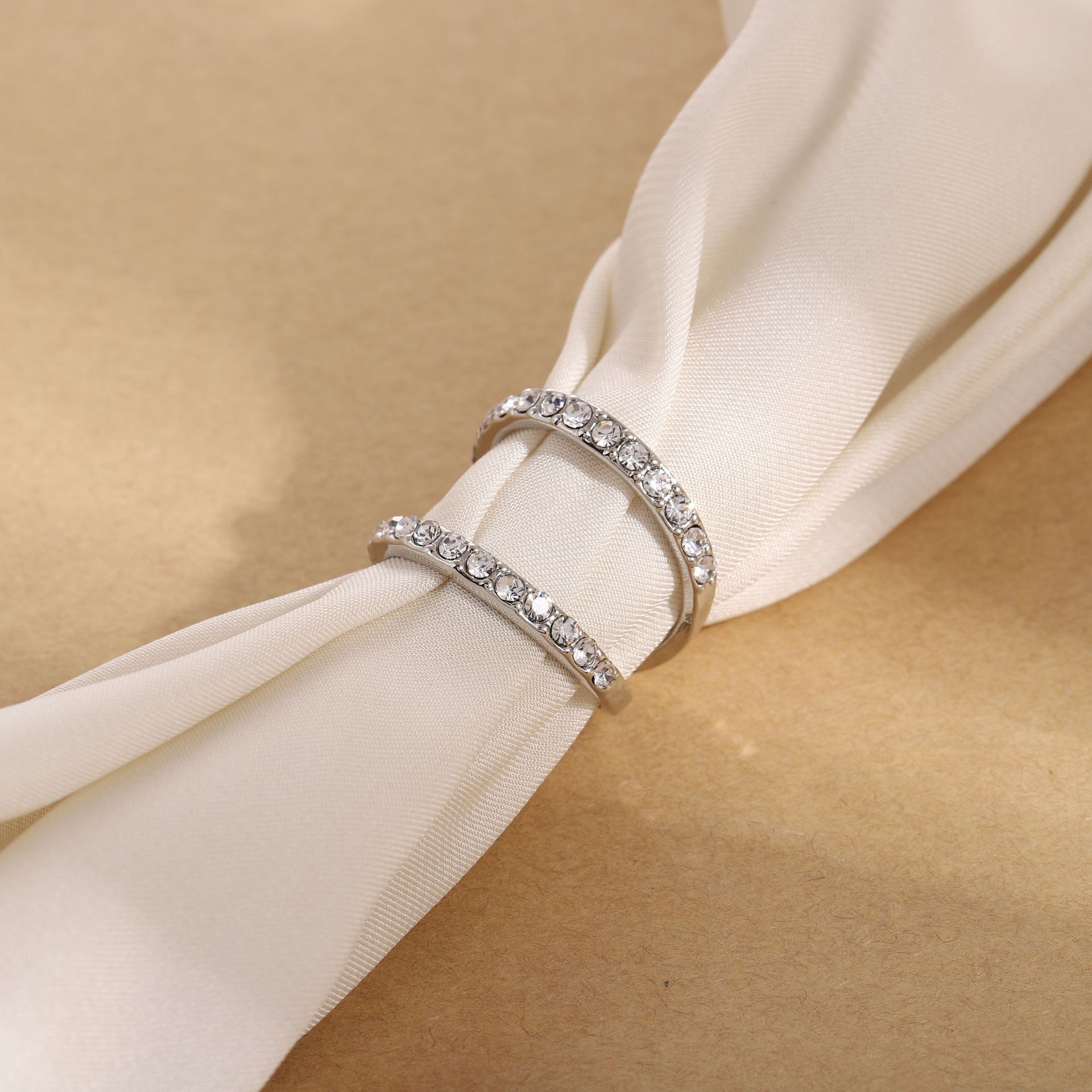 Double Ring Cross Scarf Buckle Full Shiny Zircon Women Dress - Temu New ...