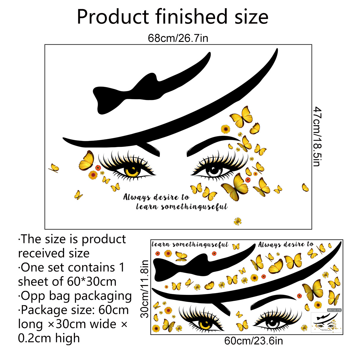 Butterfly Eye Quote Wall Stickers Wall Decor Background - Temu Australia