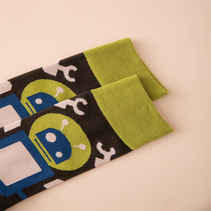 Casual Robot Print Cotton Tube Socks Sports Skateboard - Temu New Zealand