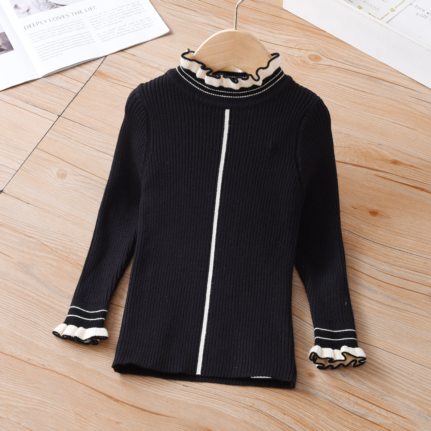 Girls Casual Cute Knitted Ribbed Sweater Thickened Thermal - Temu New ...
