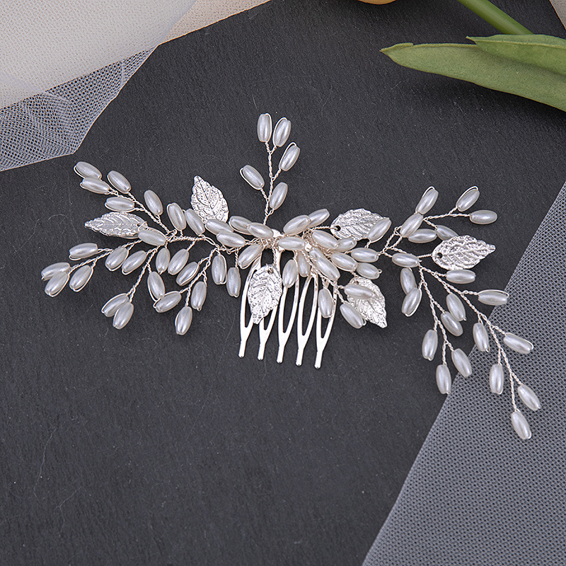 Сватбен гребен за коса Leaf Bride Faux Pearl Bridal Hair Temu Bulgaria