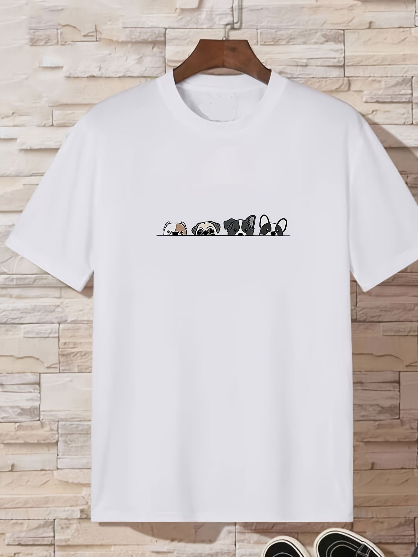 cute dog graphic print t shirt crew neck short - Temu New Zealand