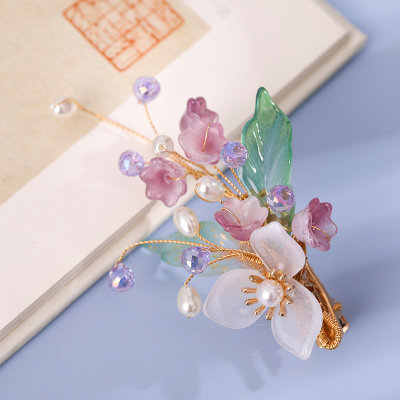 Purple Tassel Lily Hair Clip Retro Flower - Temu Australia