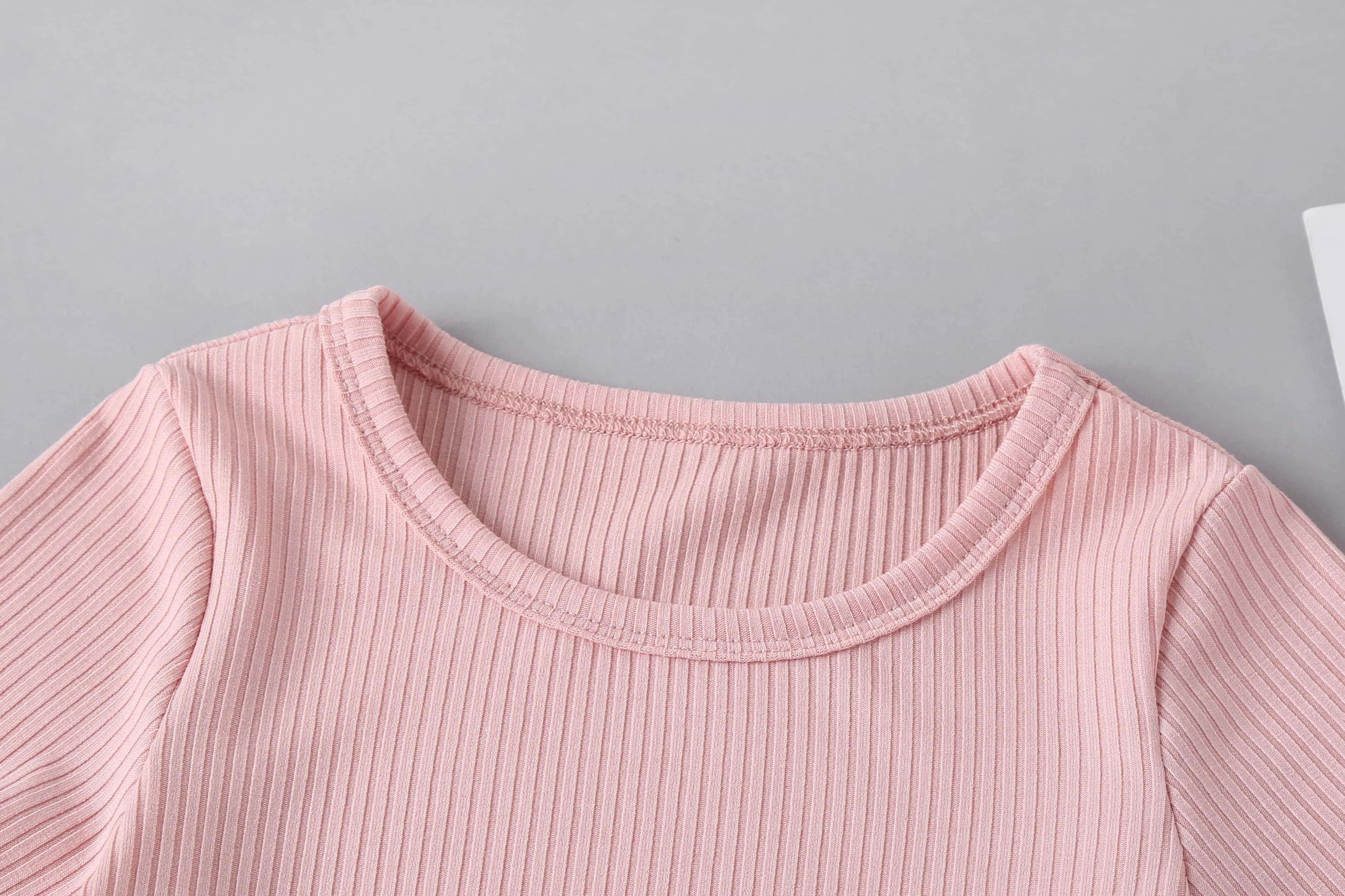 Toddler Girls Lettuce Trim Ribbed Knit Casual T shirts Top - Temu ...