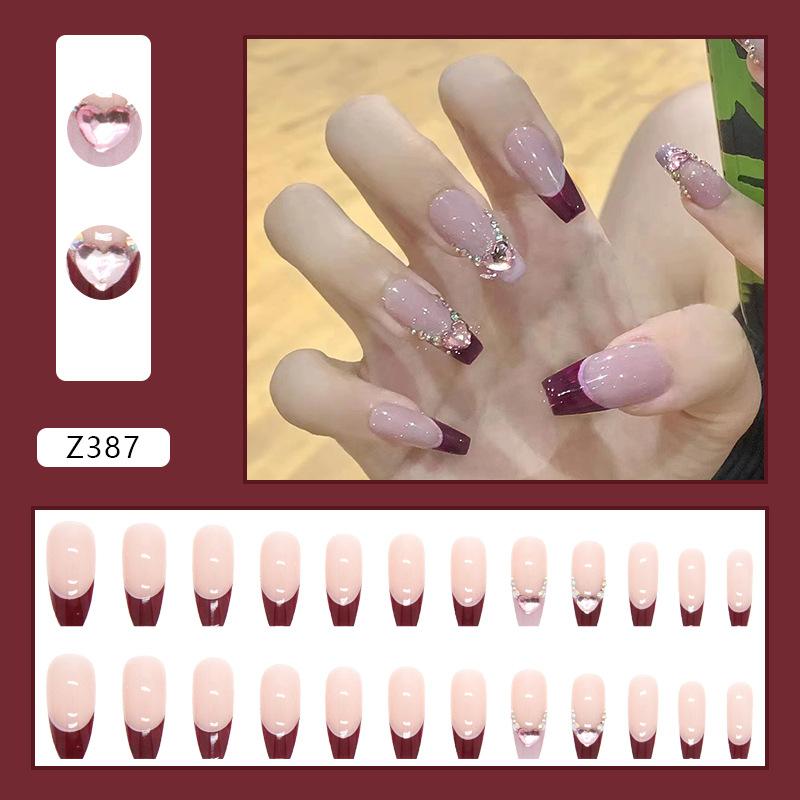 Shiny Rhinetones Square Full Cover Acrylic Press Nails Women - Temu ...