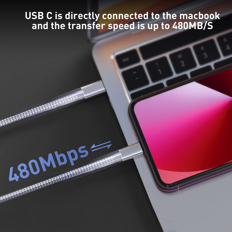 Mfi 인증 Usb C To Lightning 케이블 2개 팩 6피트 충전 케이블 나일론 브레이드 타입 Temu Korea