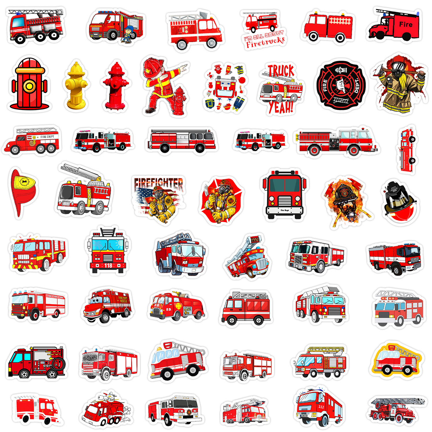 Fire Truck Doodle Stickers Decals Car Phone Water Bottle - Temu
