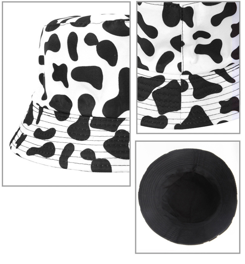 Fashion Sunshade Croche Bucket Cap Cow Print Uv Protection - Temu Norway