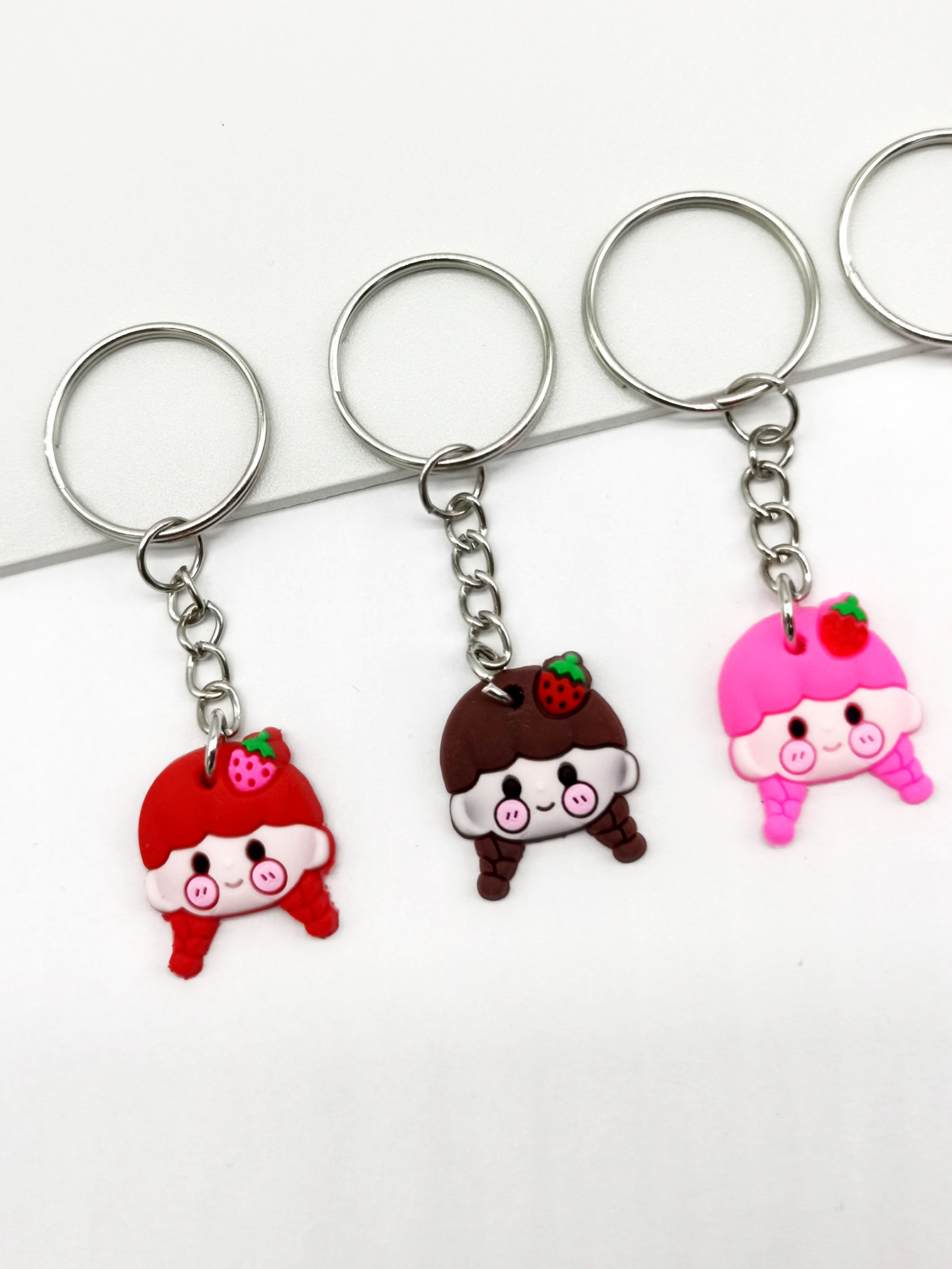 Braid Girl Keychain Fashion Cute Cartoon Colorful Bag Key - Temu