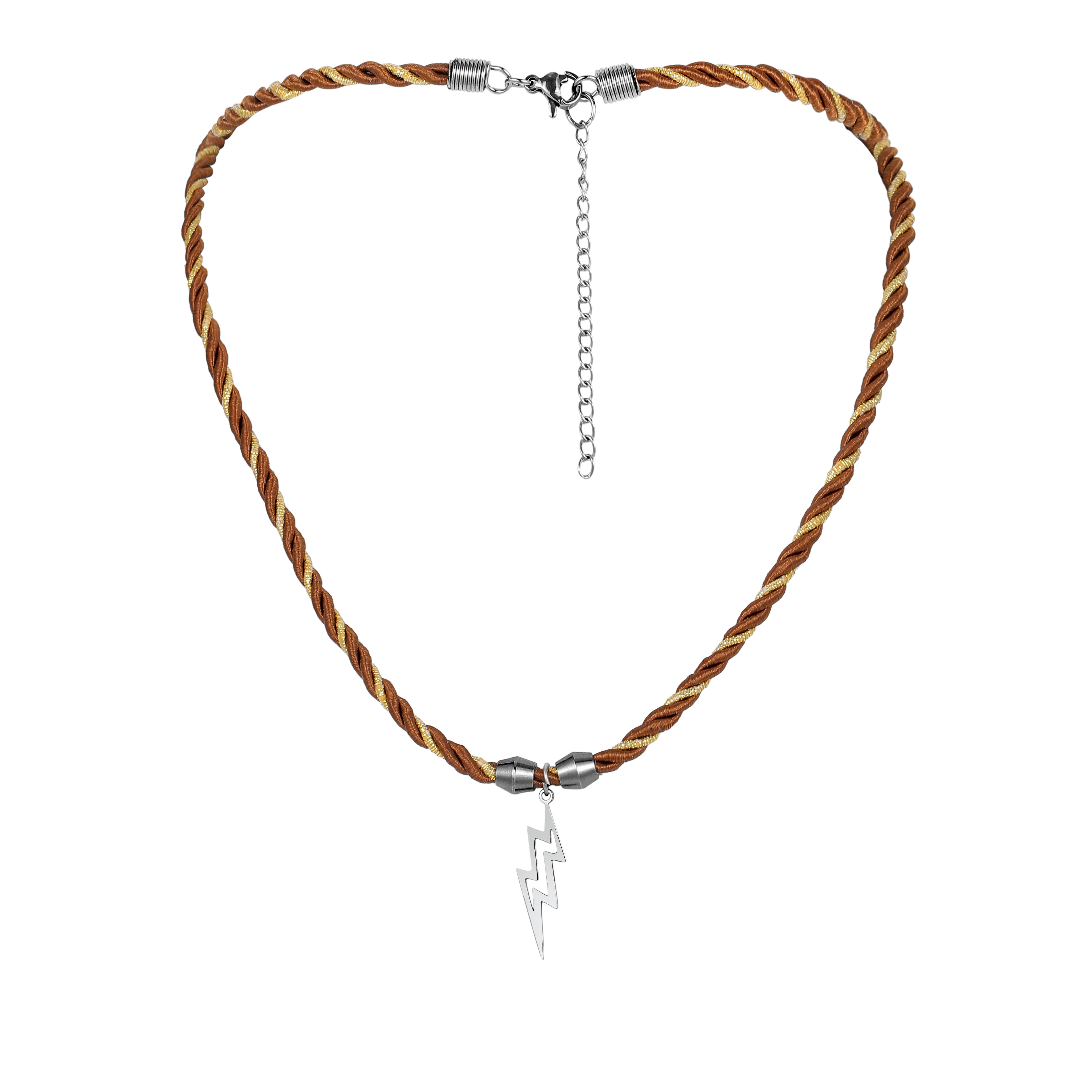 Men's Stainless Steel Hollow Lightning Brown Braided Rope - Temu Ireland