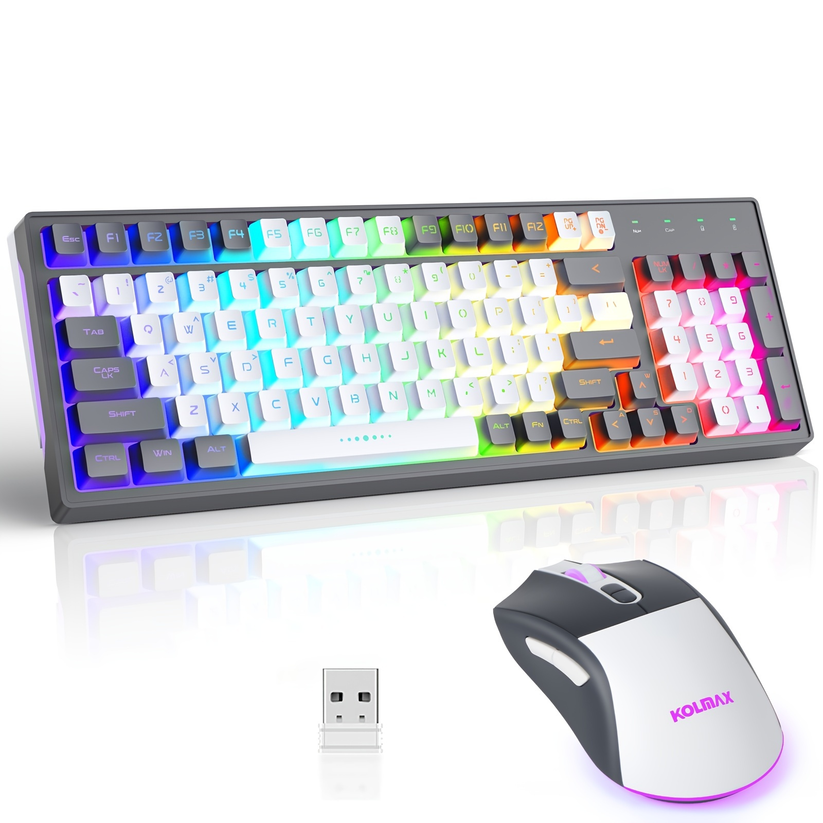 Rgb98 Key Wireless 2.4g Game Office Keyboard And Mouse Set, Mechanical ...