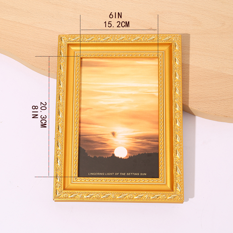Golden Border Photo Frame Set Table Office Desktop Framed - Temu ...