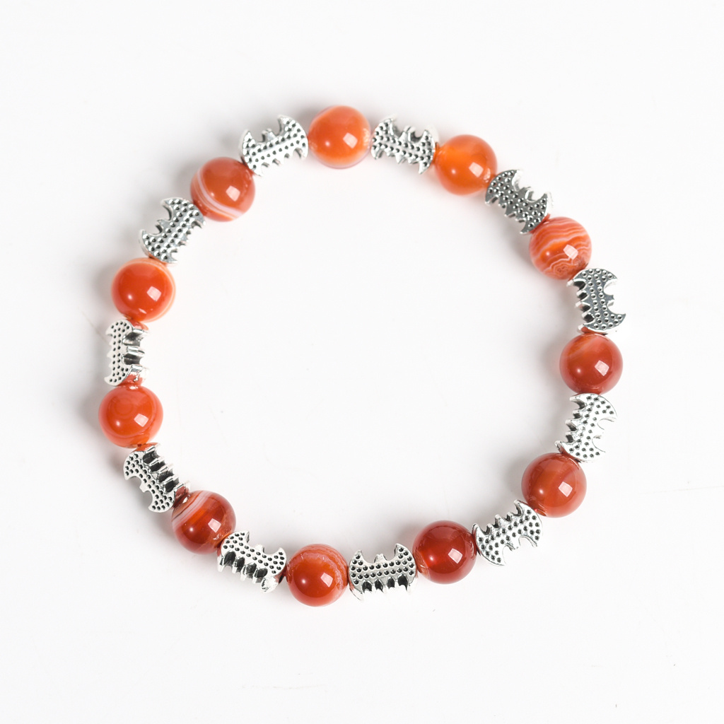 Bat Shape Metal Beads Bracelet With Colorful Smooth Beads Elegant Hand ...