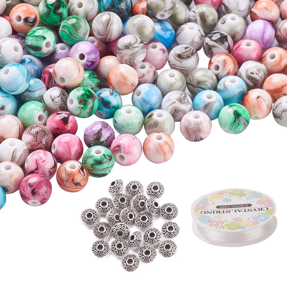 Diy Beading Material Set Acrylic Beads Zinc Alloy Retro Beads Elastic ...