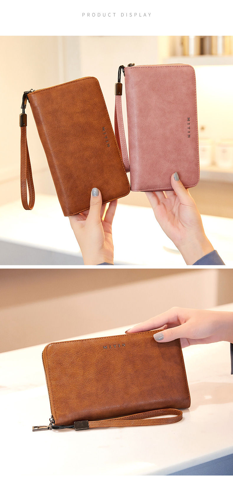 Retro Style Long Wallet With Lanyard Women's Fashion Zip - Temu