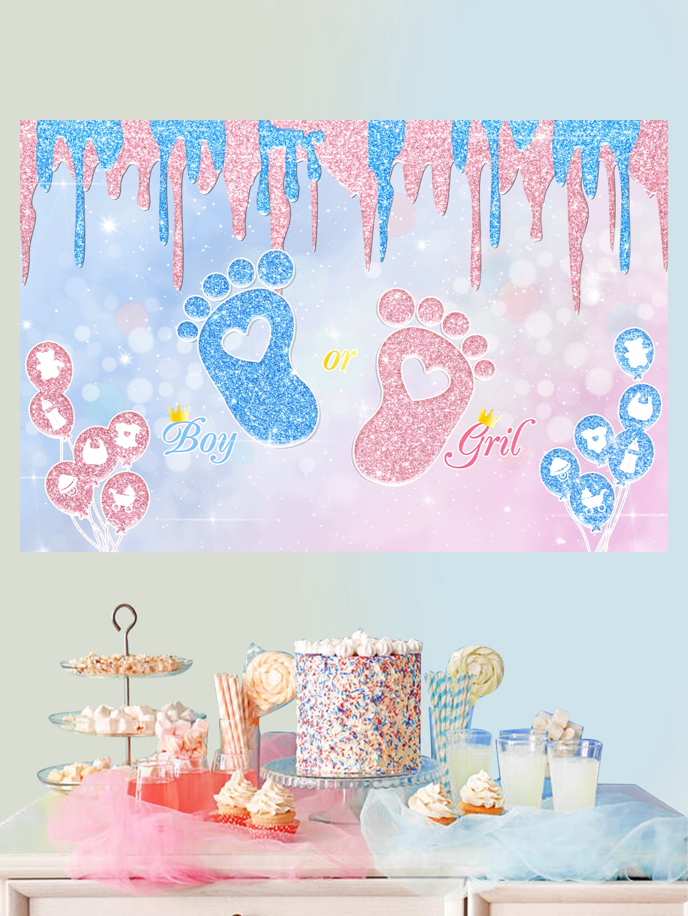 Gender Reveal Blue Pink Background Cloth Gender Reveal - Temu Philippines